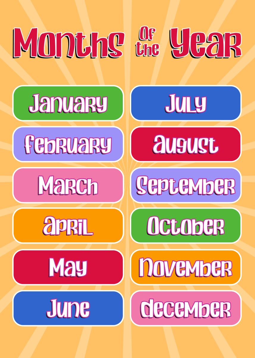 'Months of the Year' Poster, picture, metal print, paint by Jon Polly ...