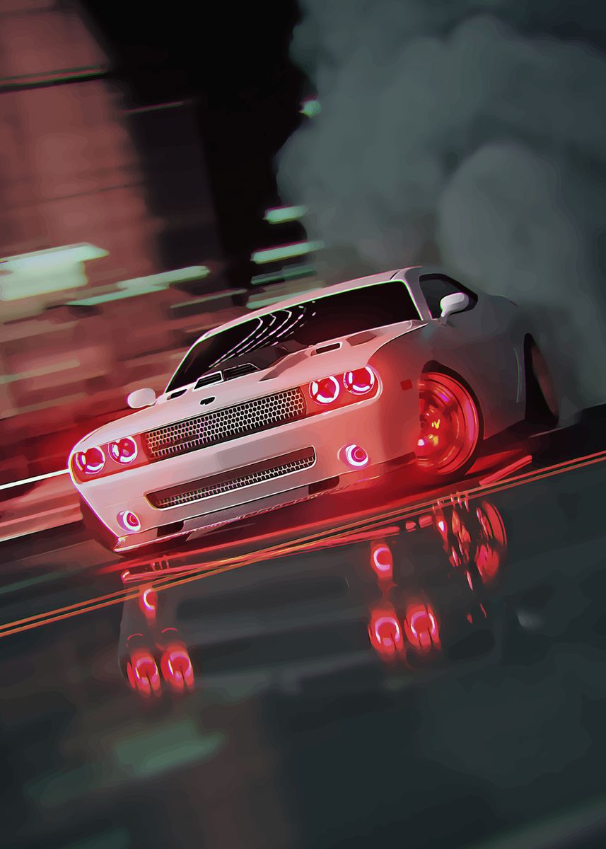 'White Car' Poster, picture, metal print, paint by muhammad barq | Displate