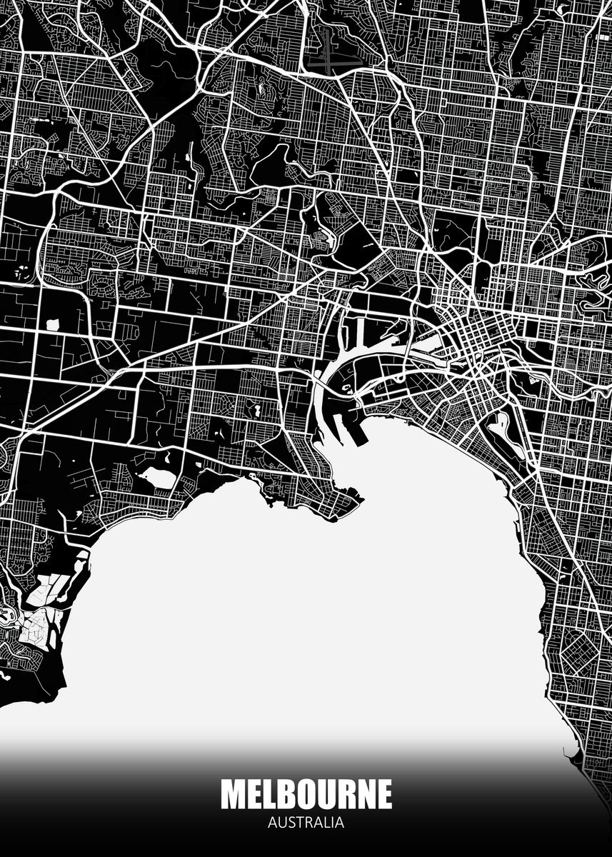 'Melbourne Australia Map' Poster, picture, metal print, paint by Zake ...