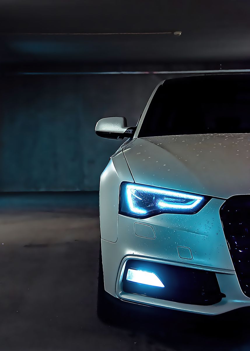 'Audy White Car' Poster, picture, metal print, paint by muhammad barq ...