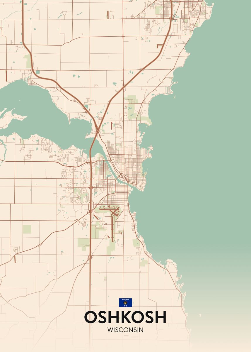 'Oshkosh WI' Poster, picture, metal print, paint by IMR Designs | Displate