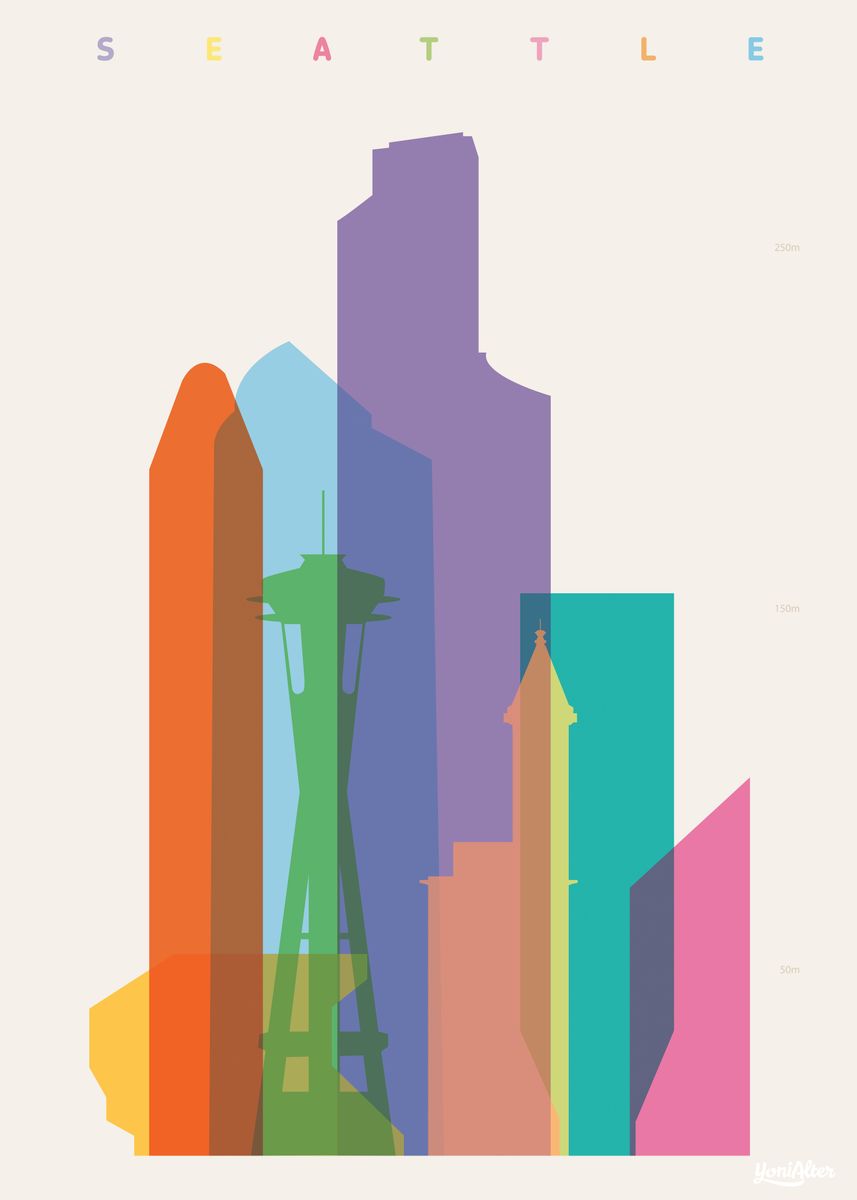 'Shapes of Seattle' Poster, picture, metal print, paint by Yoni Alter ...