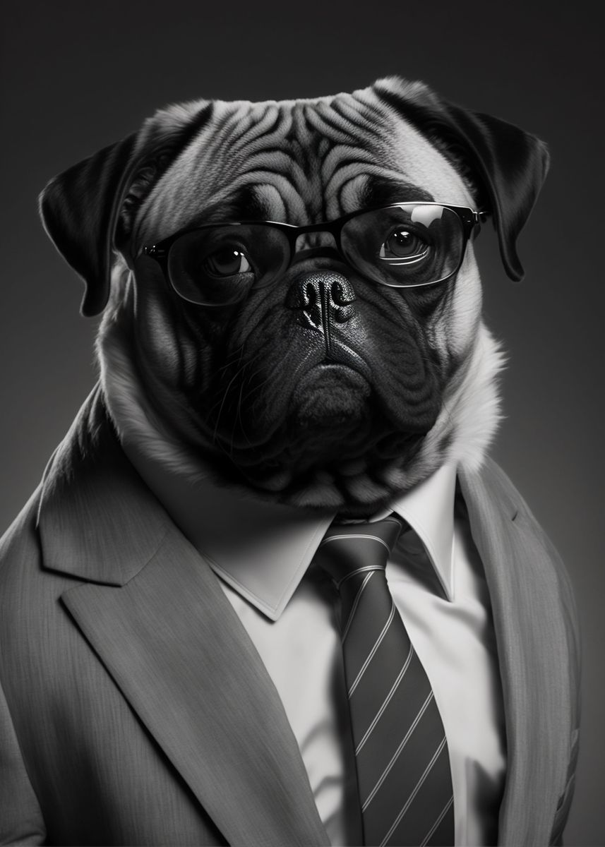 'A Business Pug' Poster, picture, metal print, paint by Absuro Designs ...