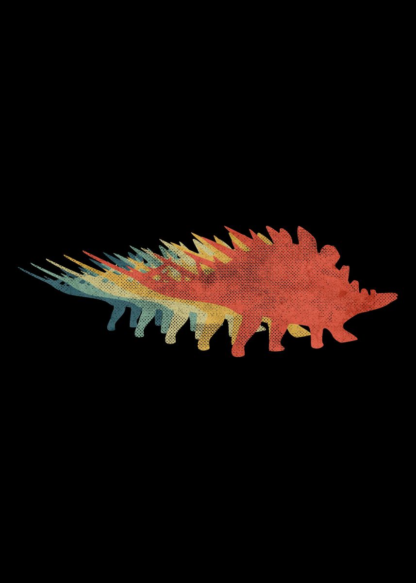 'Stegosaurus Retro Vintage' Poster, picture, metal print, paint by El ...