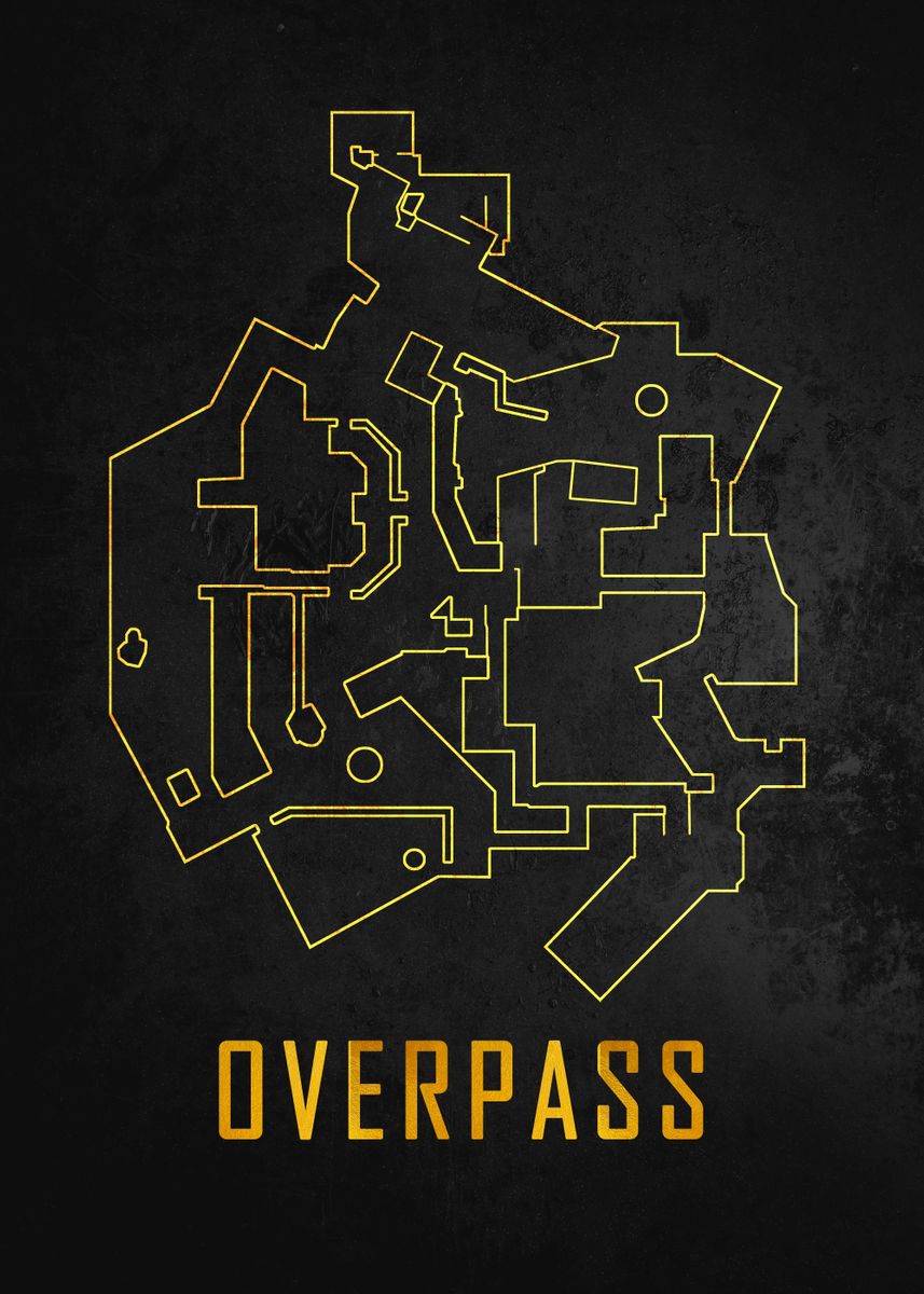 'Overpass Map Black Gold' Poster, picture, metal print, paint by ...