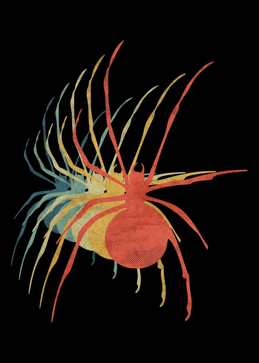 'Spider Retro Vintage' Poster, picture, metal print, paint by El ...