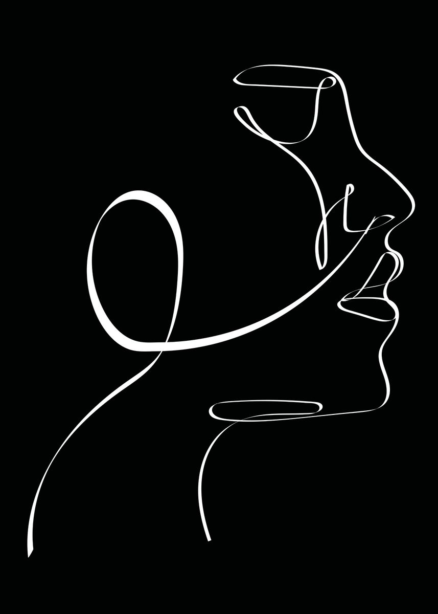 'One Line Art Woman' Poster, picture, metal print, paint by Color My ...