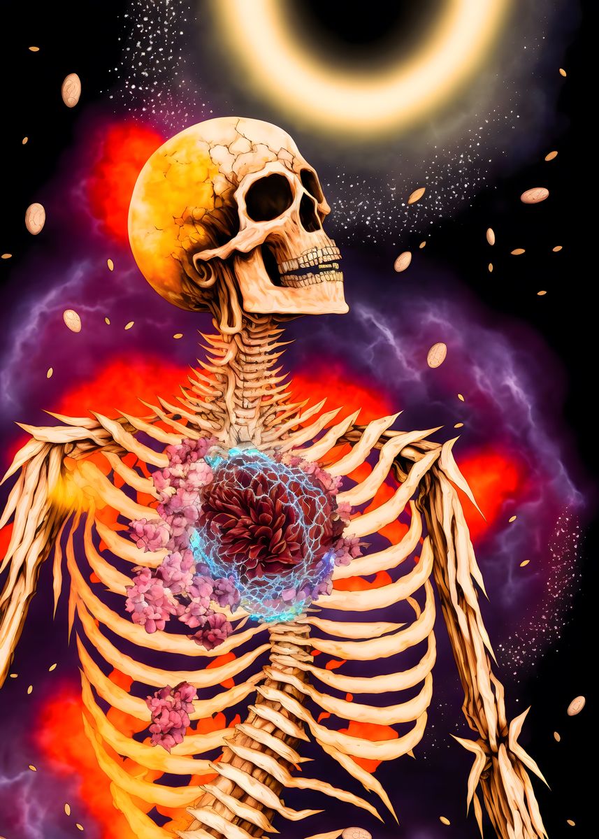 'Eclipse Skeleton Blossom' Poster, picture, metal print, paint by ...