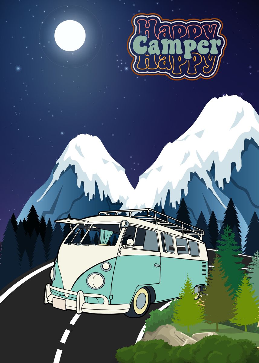 'Volkswagen Camper Van' Poster, picture, metal print, paint by spartanz ...