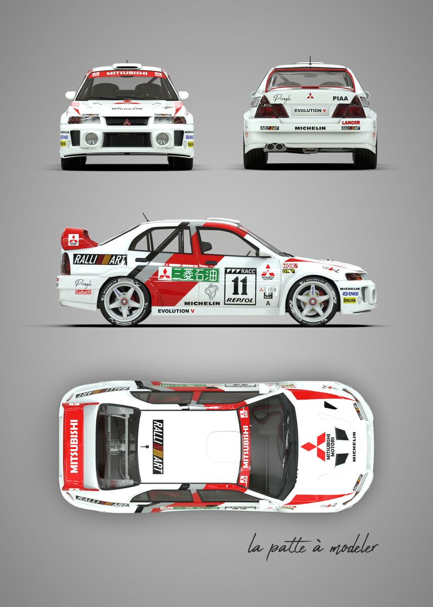 'Mitsubishi Lancer Evo V' Poster, picture, metal print, paint by ...