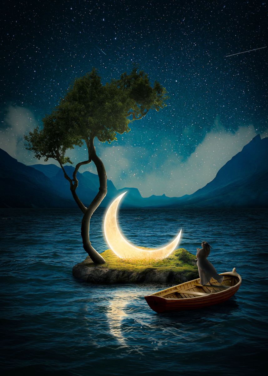 'Fallen Moon' Poster, picture, metal print, paint by murtzart | Displate