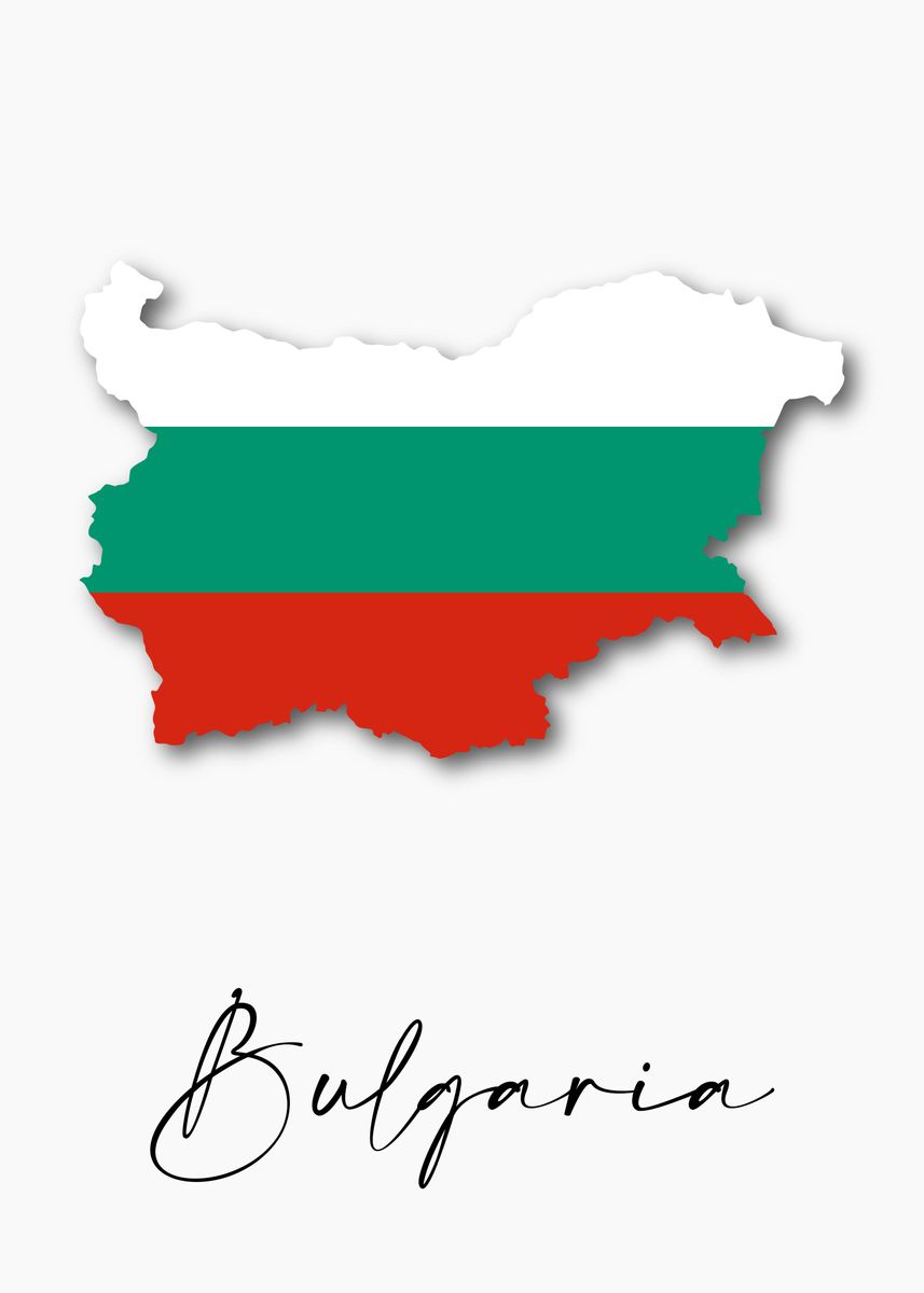 'Bulgaria Country Map Flag' Poster, picture, metal print, paint by ...