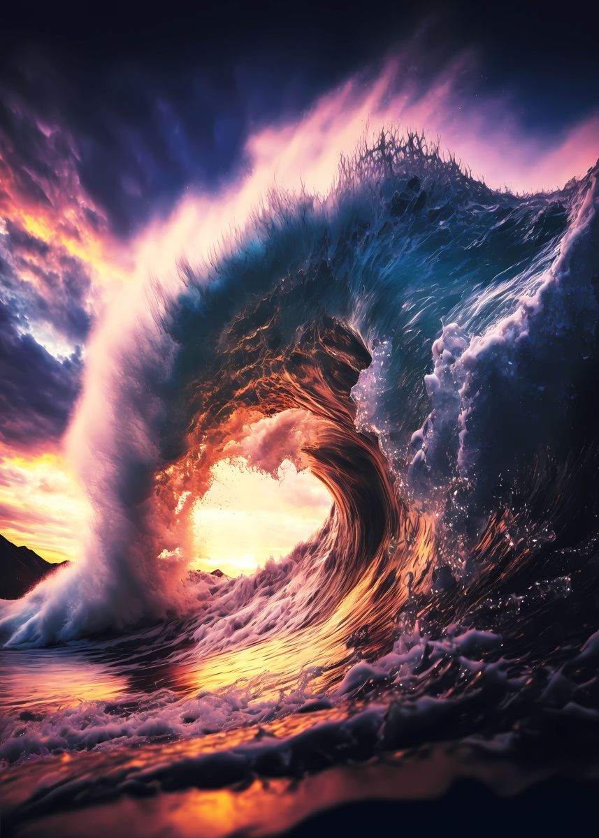 'Great wave' Poster, picture, metal print, paint by Hasnaa Art | Displate