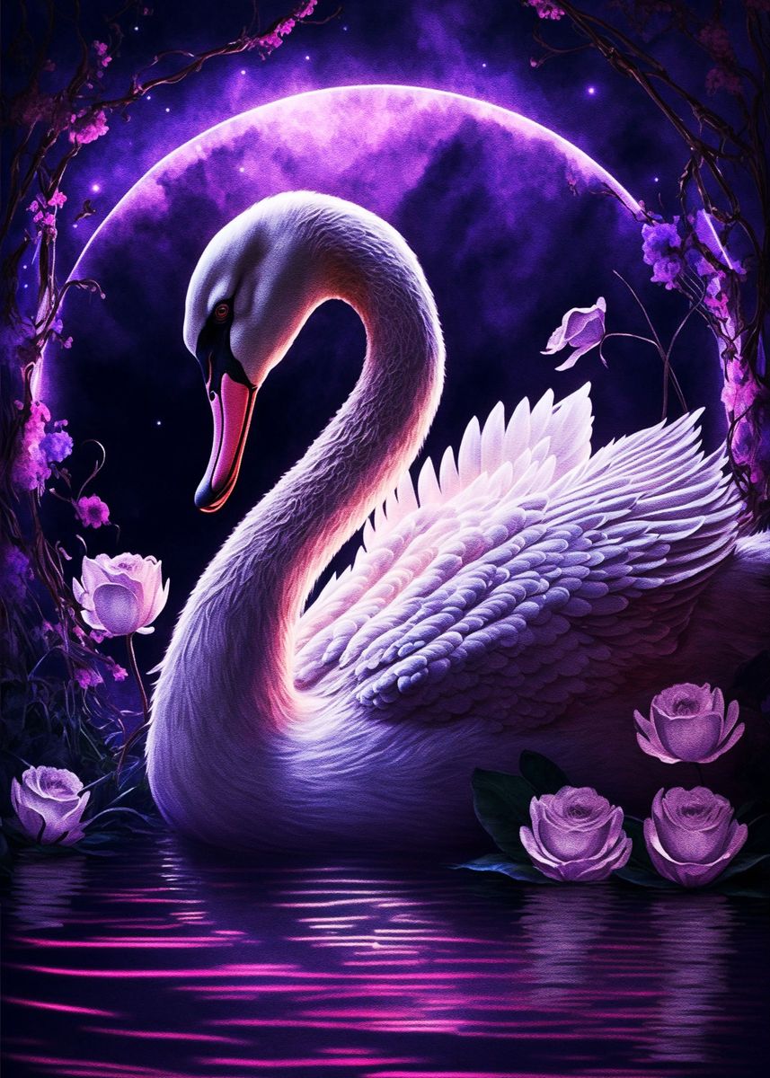 'Mystic Animals Swan' Poster by 4147 Studios | Displate