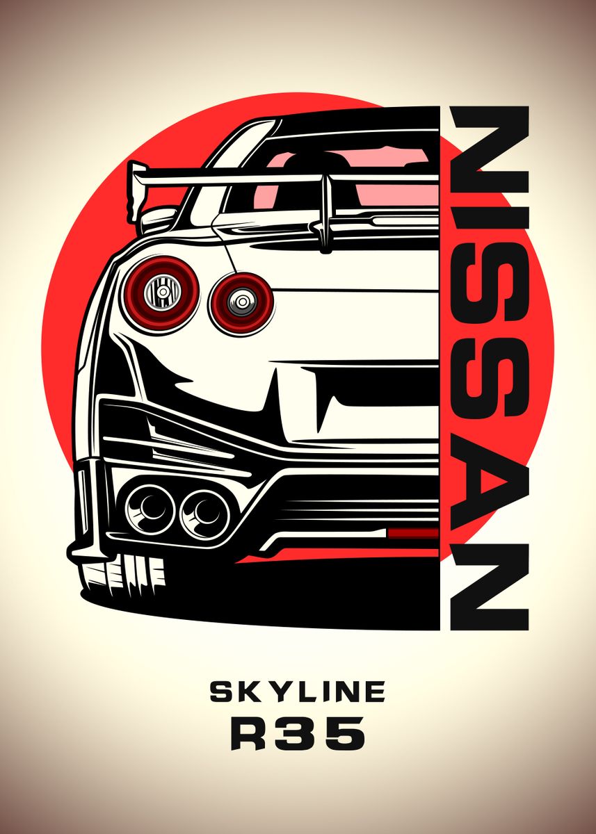 'Nissan GTR R35' Poster, picture, metal print, paint by Faissal Thomas | Displate