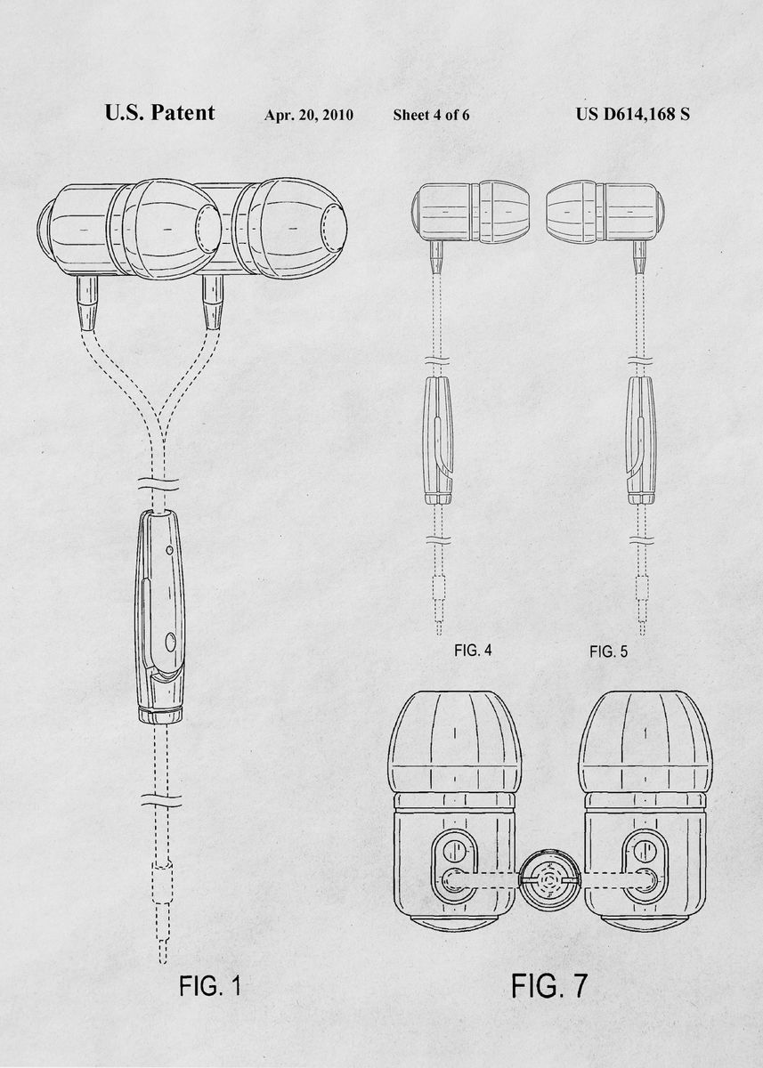 'Headphones Blueprint' Poster, picture, metal print, paint by Posterium ...
