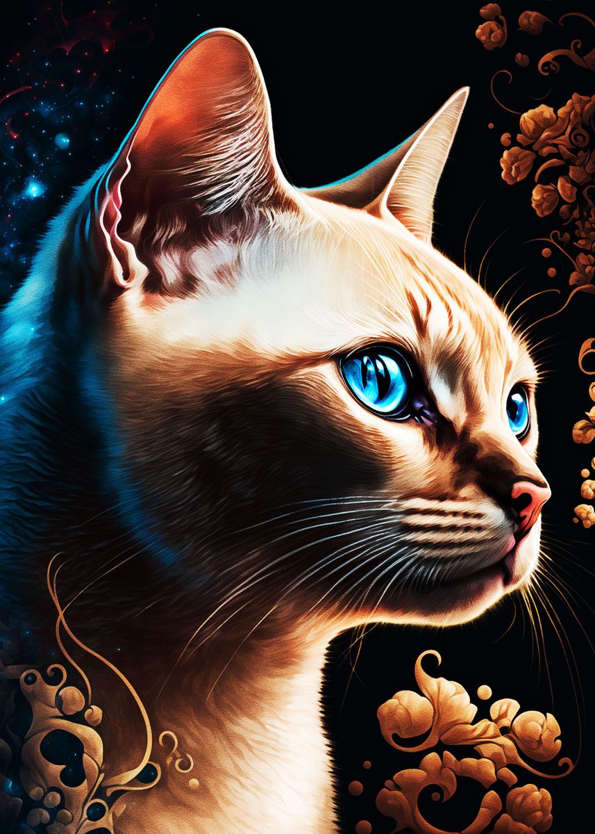'Cat Portrait' Poster, picture, metal print, paint by Coffee Design ...