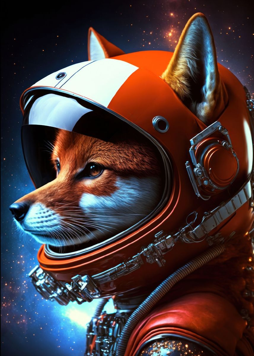 'astronaut fox' Poster, picture, metal print, paint by Freddie | Displate