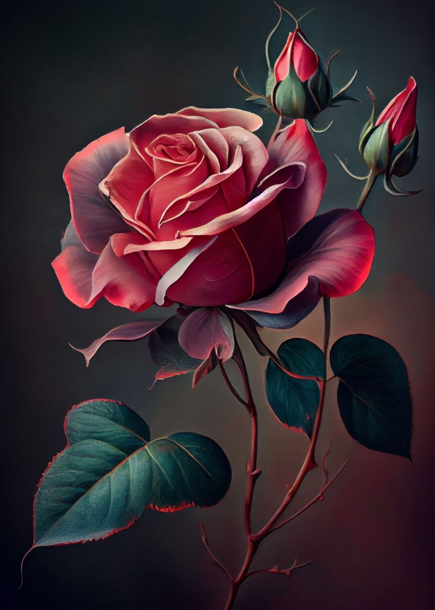 'The Red Rose' Poster, picture, metal print, paint by Steel Canvas ...