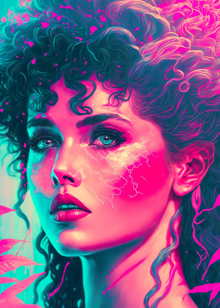 'Synthwave Vaporwave Girl' Poster, picture, metal print, paint by Luke ...