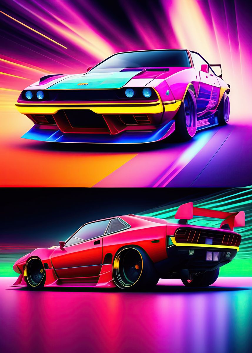 'Muscle Car Retro Racing' Poster, picture, metal print, paint by riot ...