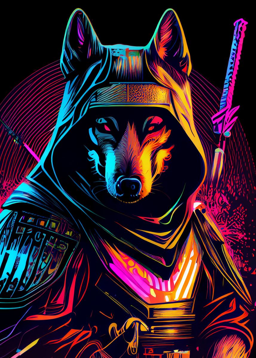 'Chien Synthwave' Poster, picture, metal print, paint by Anawix4X ...