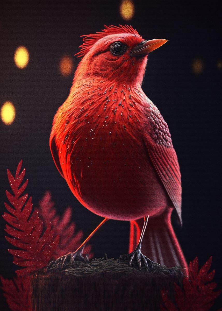 'Portrait of the Red Bird' Poster, picture, metal print, paint by ...