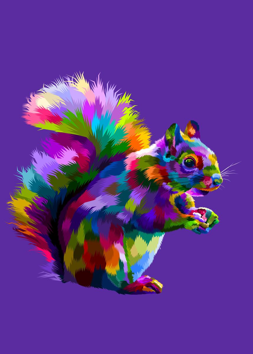 'Colorful squirrel' Poster, picture, metal print, paint by Le Duc Hiep ...