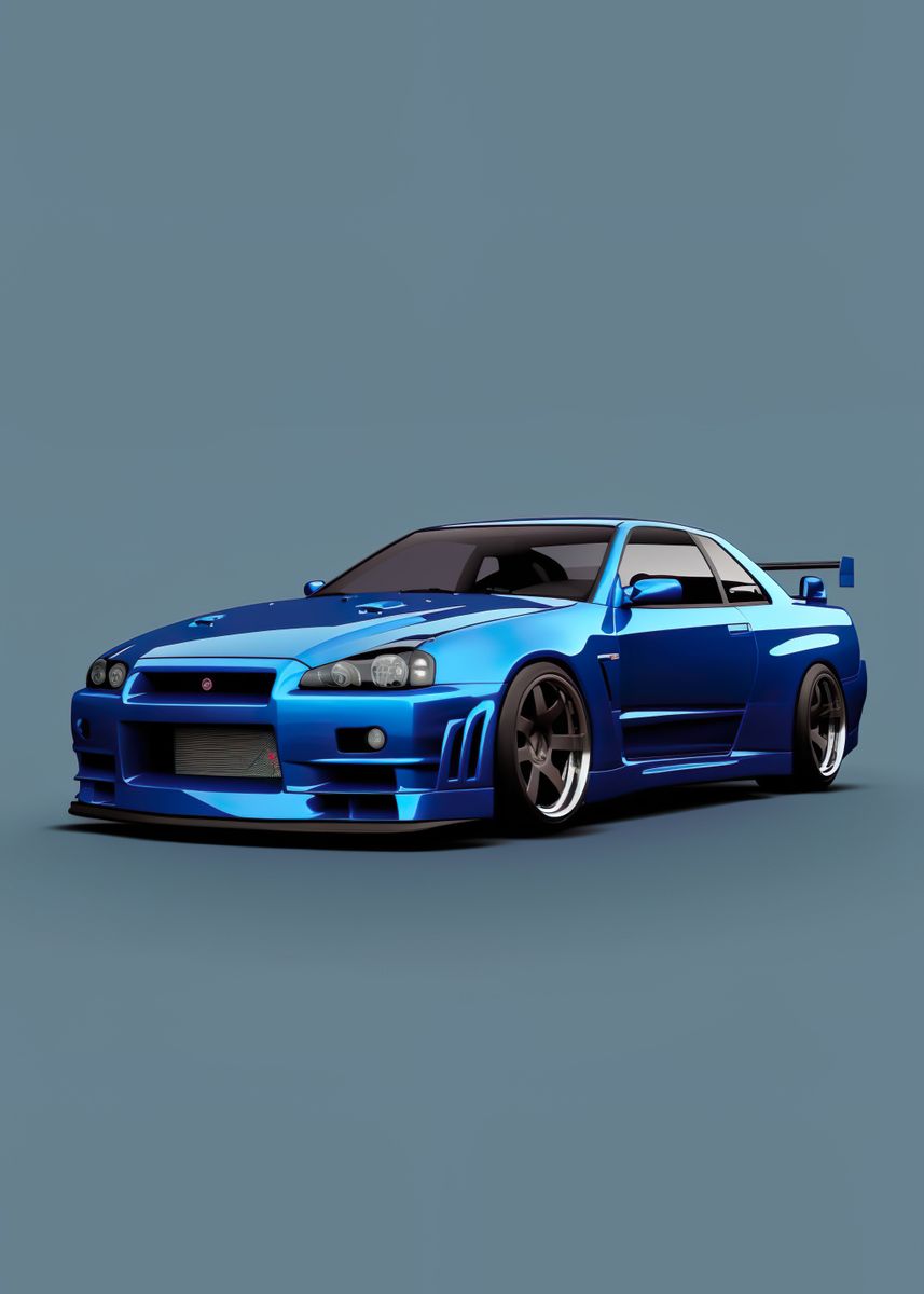 'Nissan GT R34' Poster, picture, metal print, paint by Sebastian ...