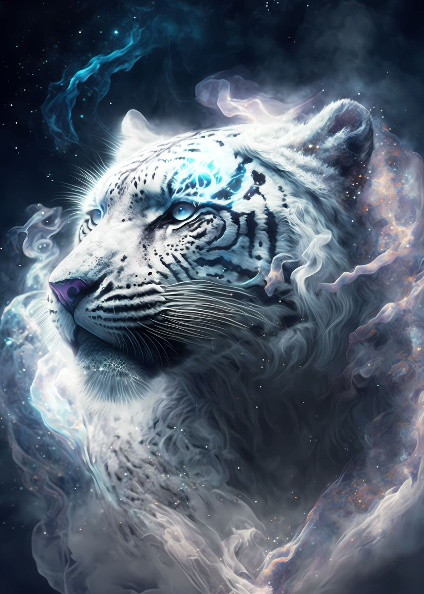 'White Tiger' Poster, picture, metal print, paint by Hasnaa Art | Displate