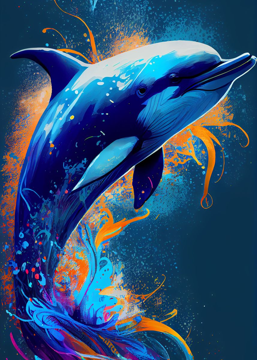 'Dolphin Animal' Poster, picture, metal print, paint by DecoyDesign ...