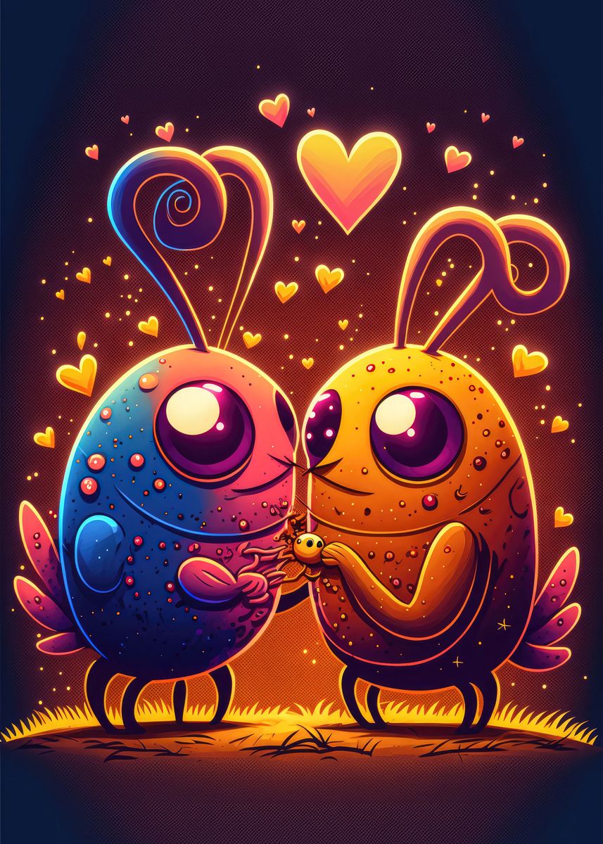'Bug Love Harmony' Poster, picture, metal print, paint by Funny Fur ...