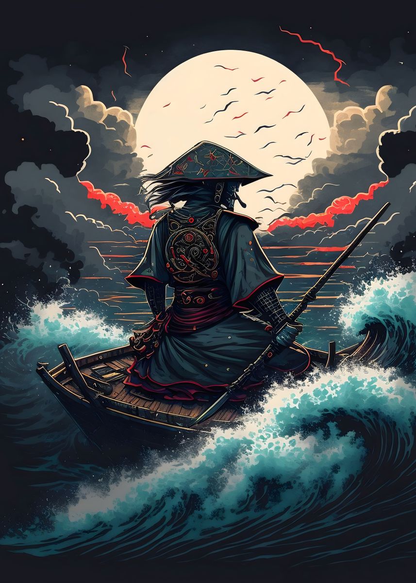 'The Sailing Female Samurai' Poster, picture, metal print, paint by ...