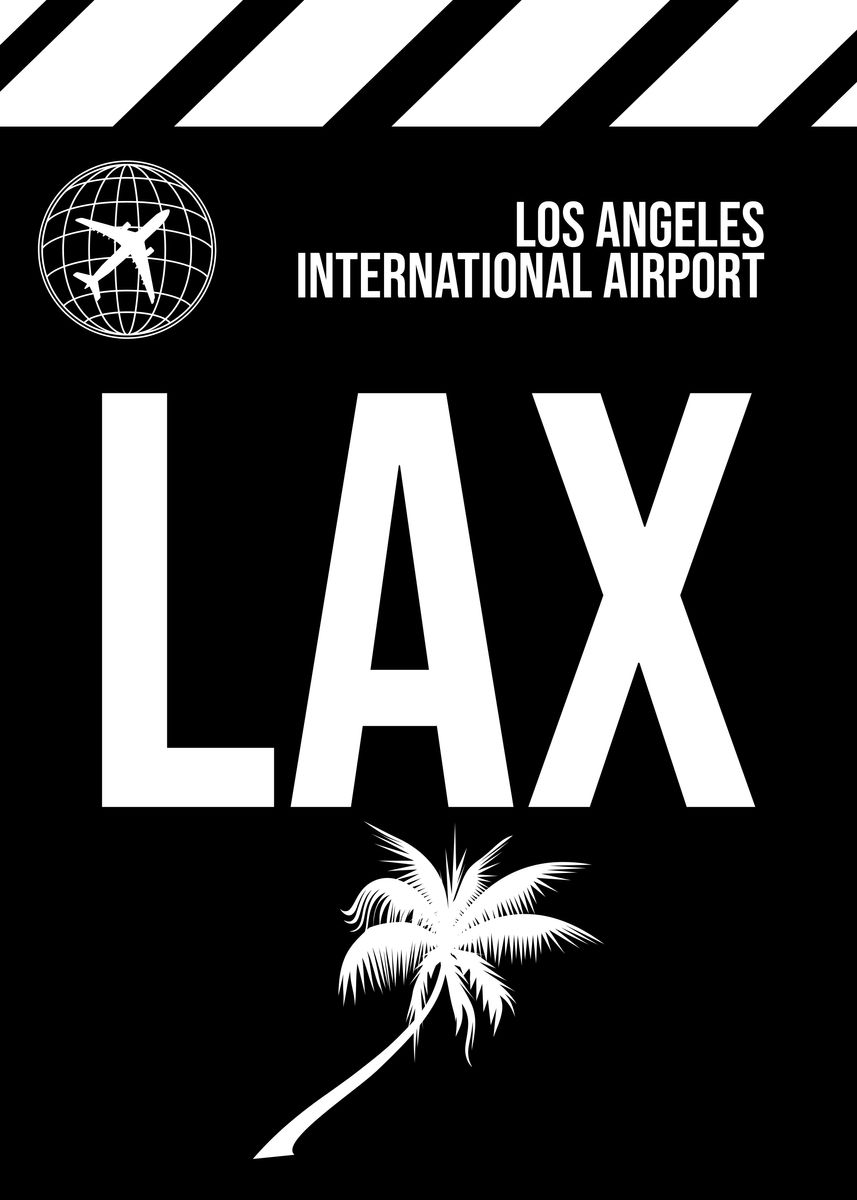 'LAX LOS ANGELES CALIFORNIA' Poster, picture, metal print, paint by ...