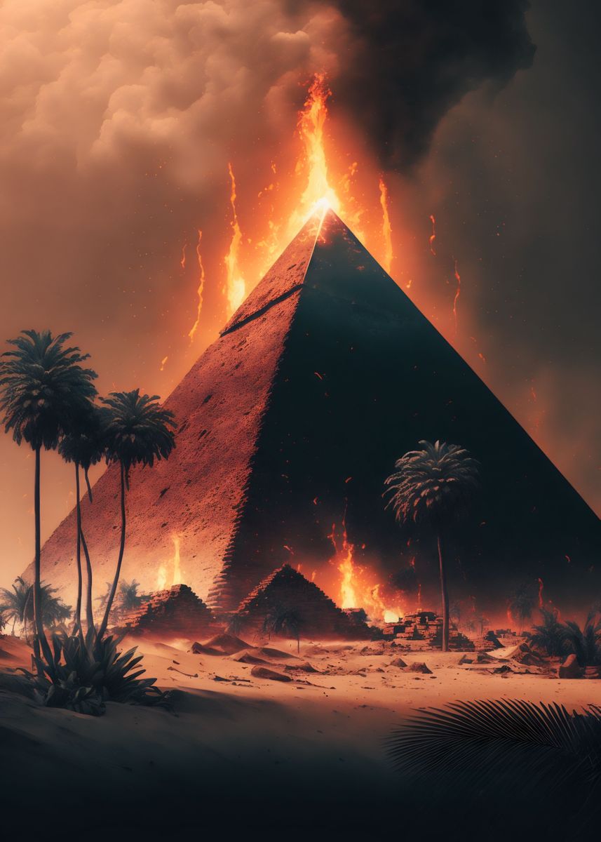 'Egyptian Pyramids Inferno' Poster, picture, metal print, paint by ...