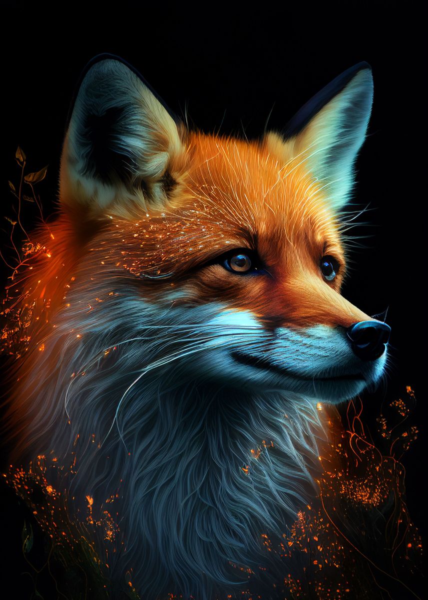 'Fox Face Animal' Poster, picture, metal print, paint by DecoyDesign ...
