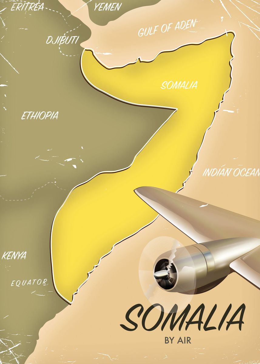 'Illustrated map of Somalia' Poster, picture, metal print, paint by ...