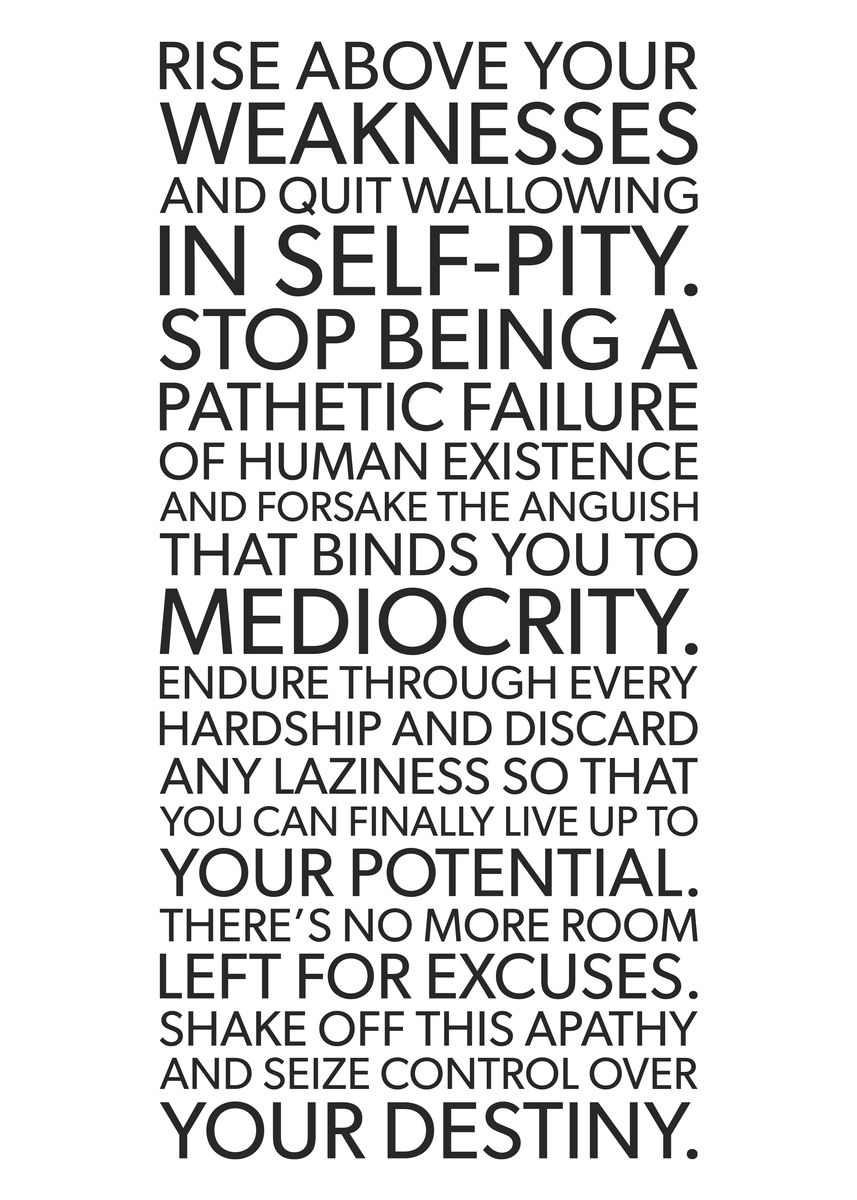 'Rise Above Your Weaknesses' Poster, picture, metal print, paint by ...