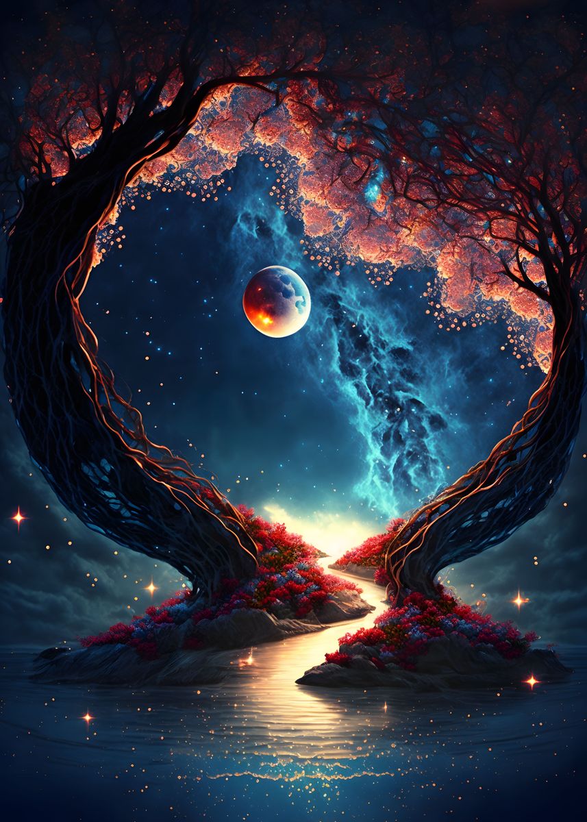 'A surreal intricate night' Poster, picture, metal print, paint by ...