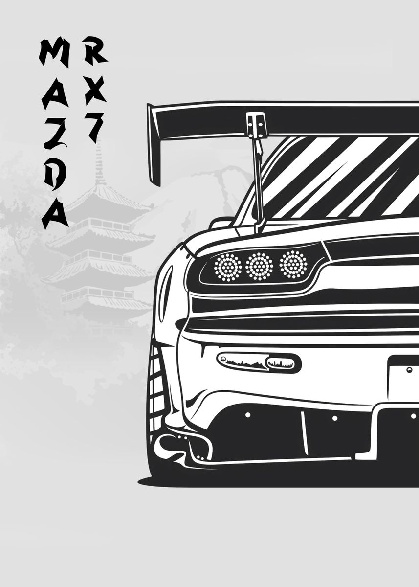 'Mazda RX7' Poster, picture, metal print, paint by artH | Displate