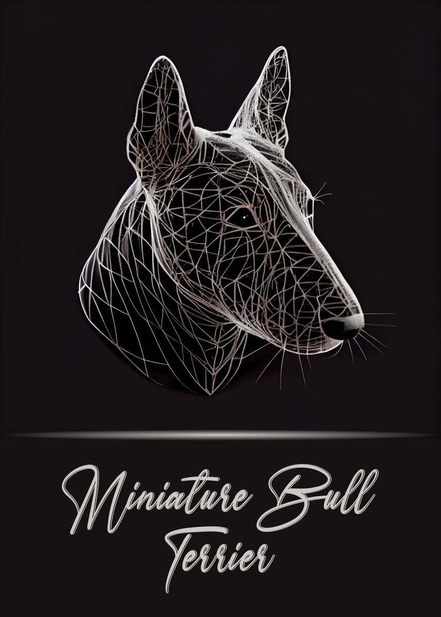 'Miniature Bull Terrier' Poster, picture, metal print, paint by Artistic Paradigms | Displate