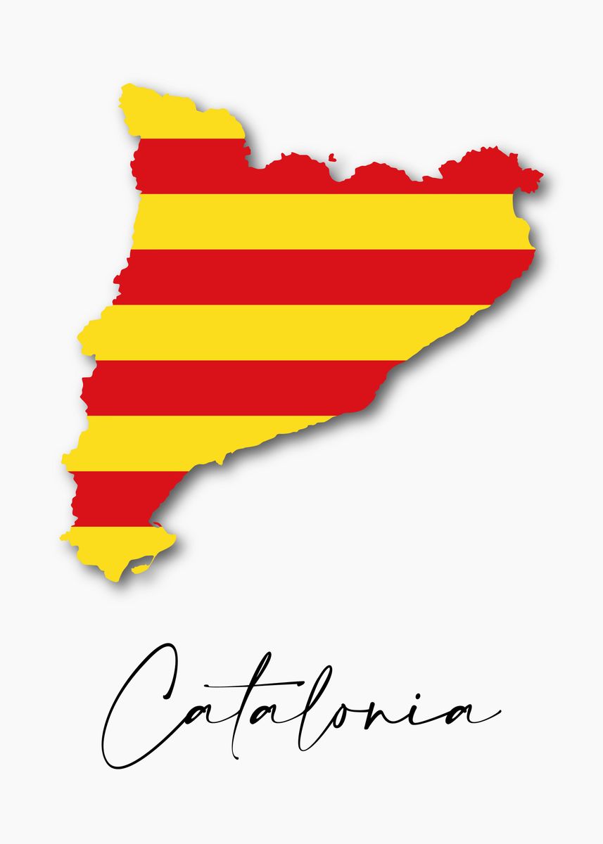 'Catalonia Country Map Flag' Poster, picture, metal print, paint by ...