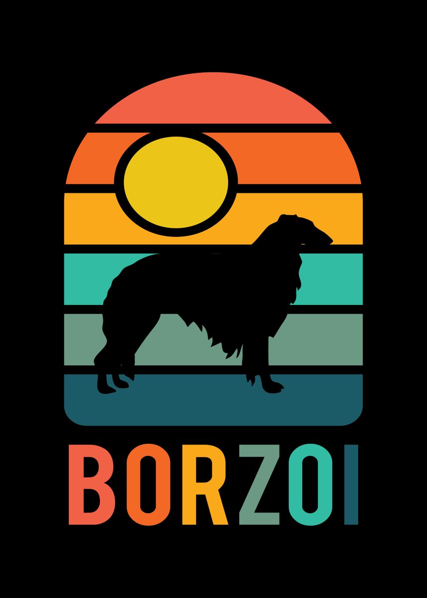 'Borzoi Borzoi Retro Dog' Poster, picture, metal print, paint by Mooon ...