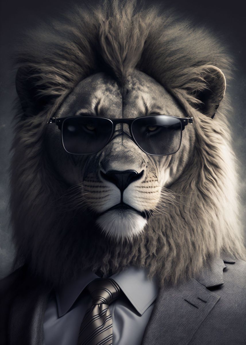 'Secret Agent Lion' Poster, picture, metal print, paint by Absuro ...
