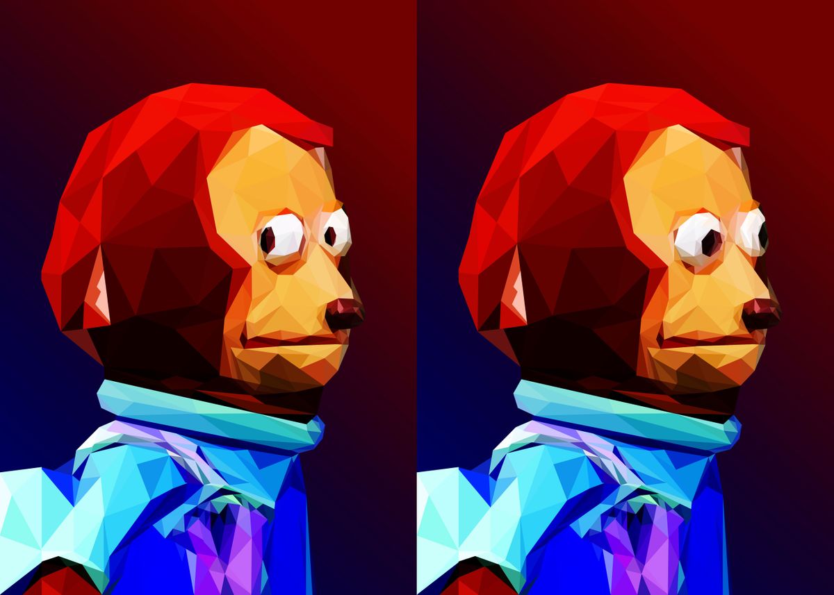 'monkey puppet not me meme' Poster by Lowpoly Posters | Displate