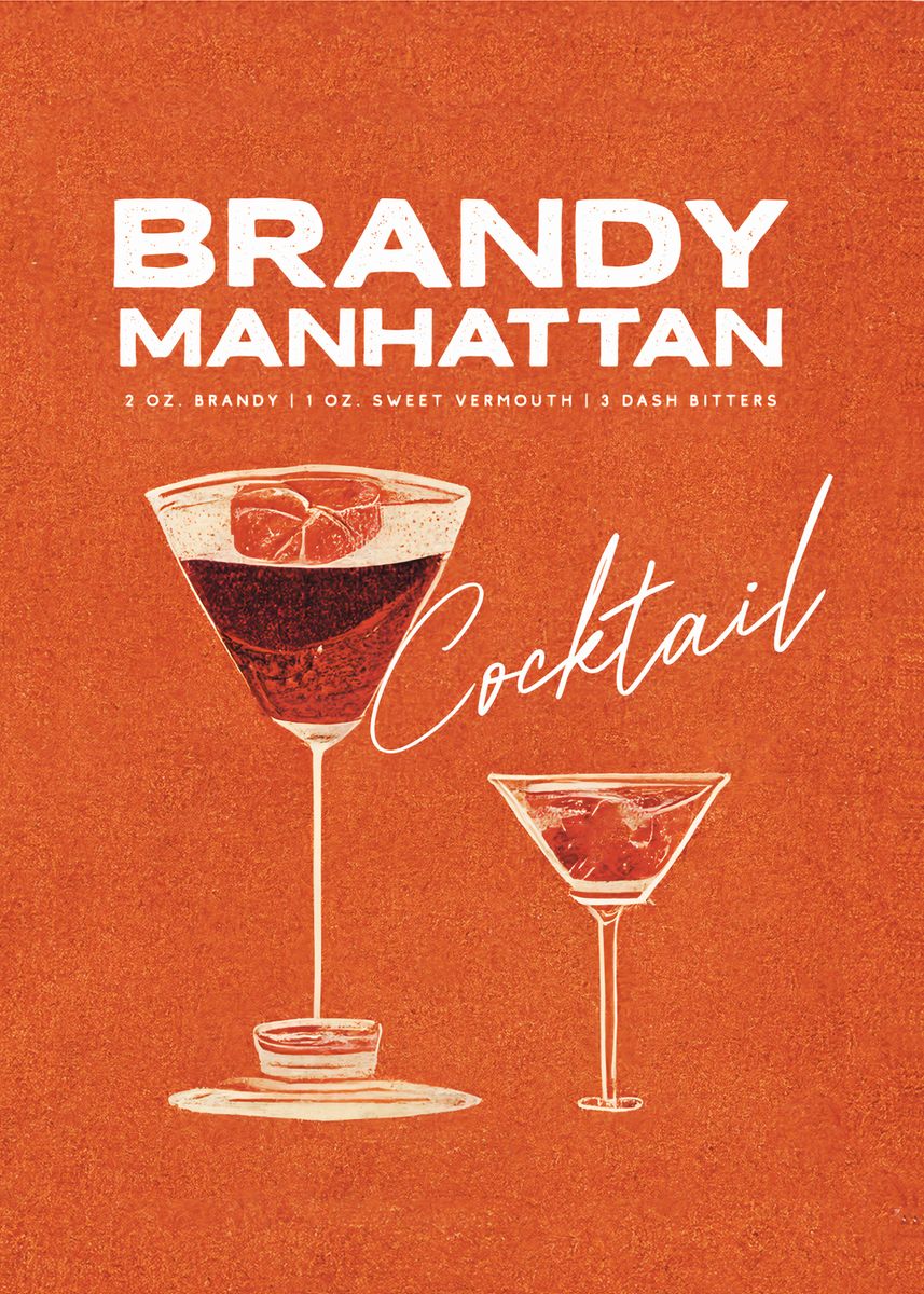 'Brandy Manhattan Cocktail' Poster, picture, metal print, paint by ...