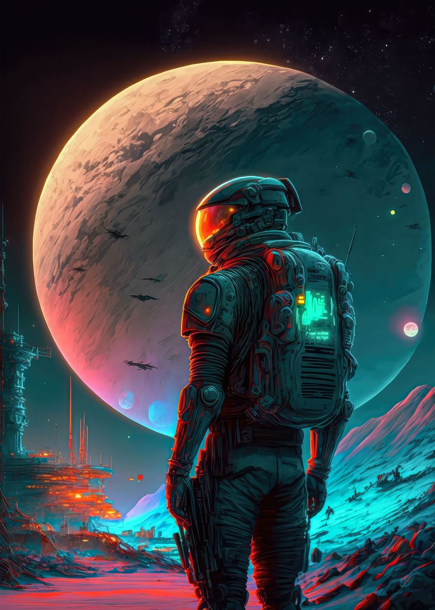 'Neon Moon Guardian' Poster, picture, metal print, paint by Funny Fur ...