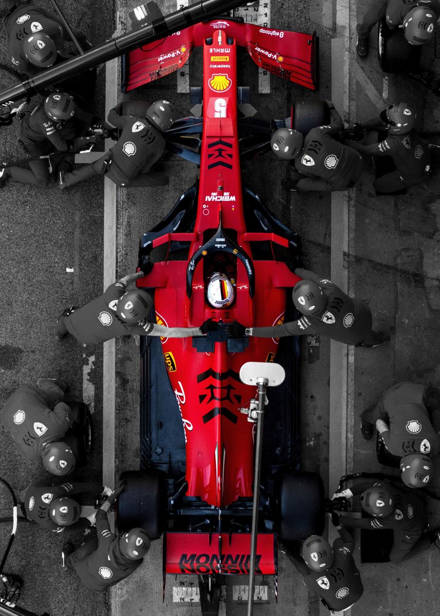 'F1 Ferrari Pit Lane' Poster by Finn Vidtak | Displate
