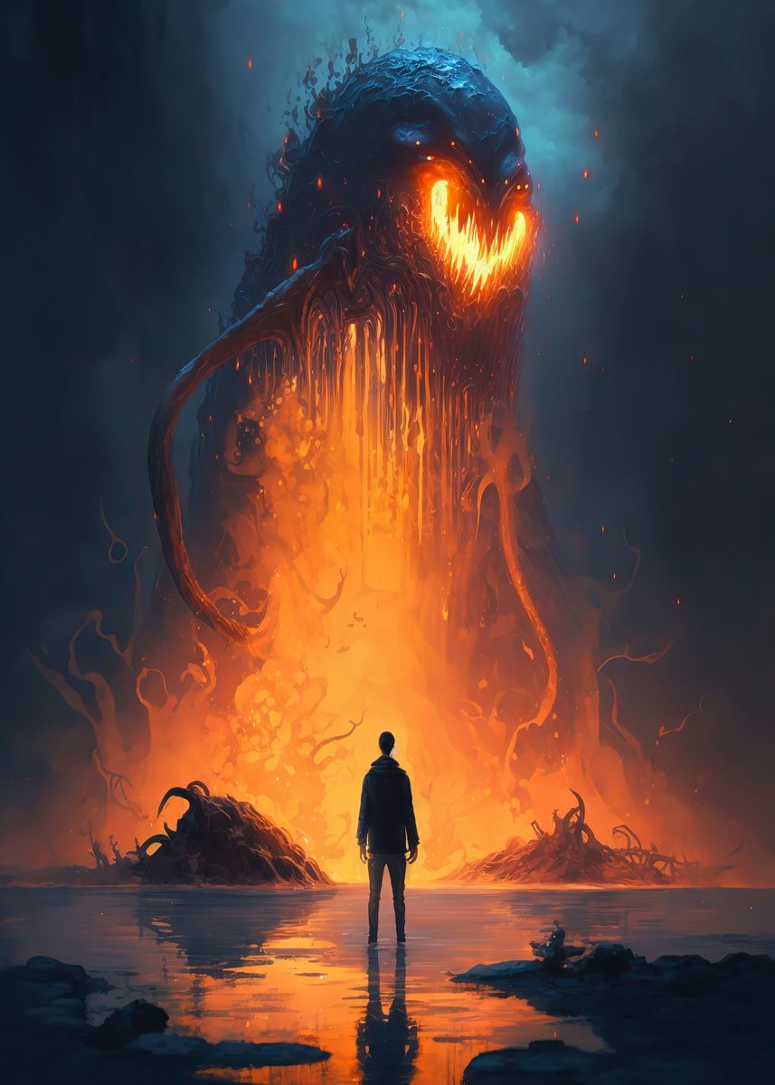 'Fire Monster' Poster, picture, metal print, paint by Stephen Schreck ...