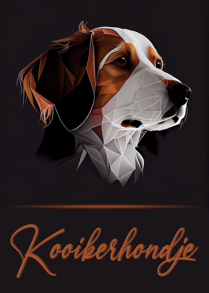 'Kooikerhondje Portrait' Poster, picture, metal print, paint by Artistic Paradigms | Displate